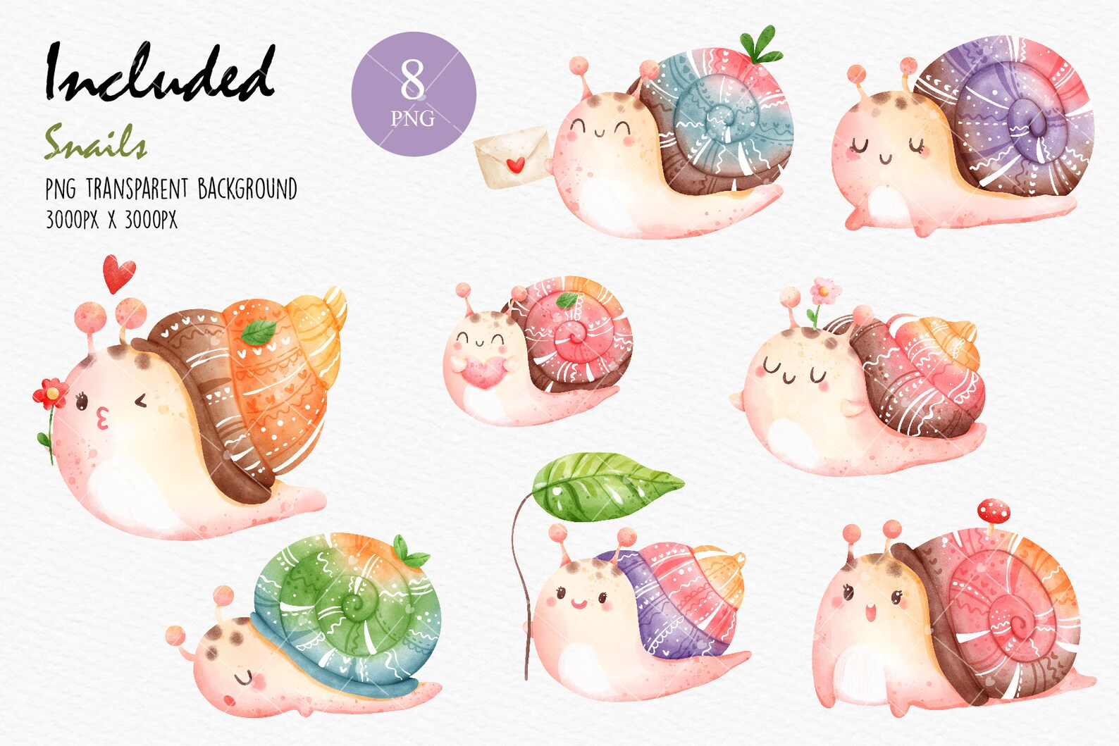 Cute Snail Clipart Watercolor Snail Clipart Snail Clipart - Etsy