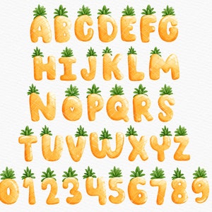 Pineapple Alphabets and Numbers, Summer Fruit Font, Pineapple Font ...