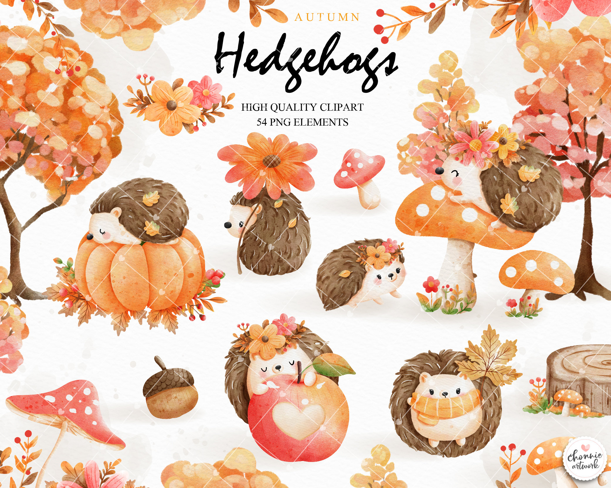 Autumn Clipart Bundle, Fall Clipart Bundle, Autumn Animal, Autumn Leaf ...