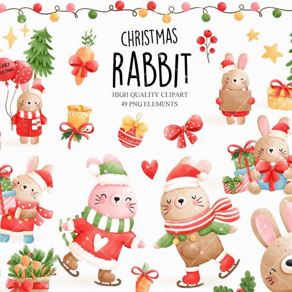 Christmas Rabbit - Etsy