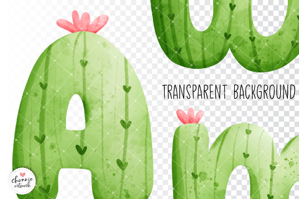 Cactus Alphabets and Numbers Clipart Cactus Alphabet | Etsy