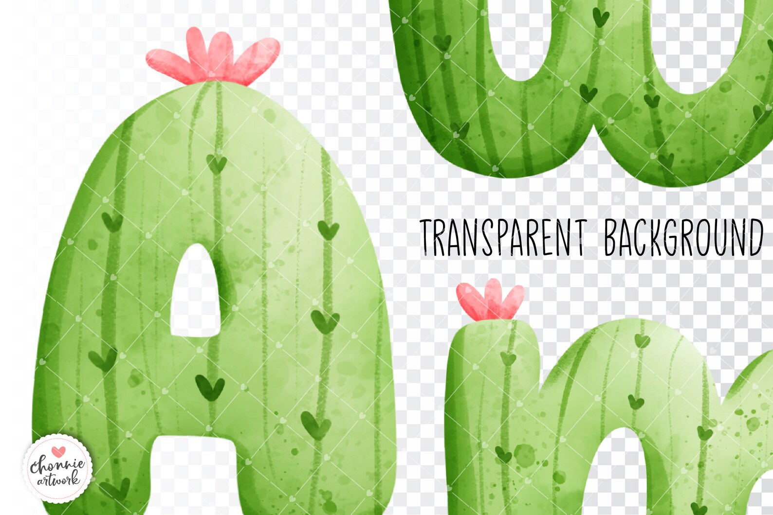 Cactus Alphabets and Numbers Clipart Cactus Alphabet | Etsy