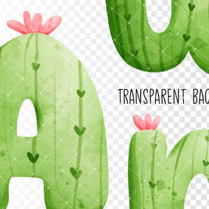 Cactus Alphabets and Numbers Clipart, Cactus Alphabet, Succulent Font ...