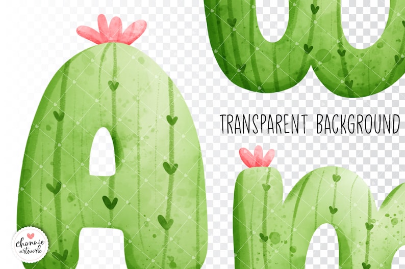 Cactus Alphabets and Numbers Clipart Cactus Alphabet | Etsy