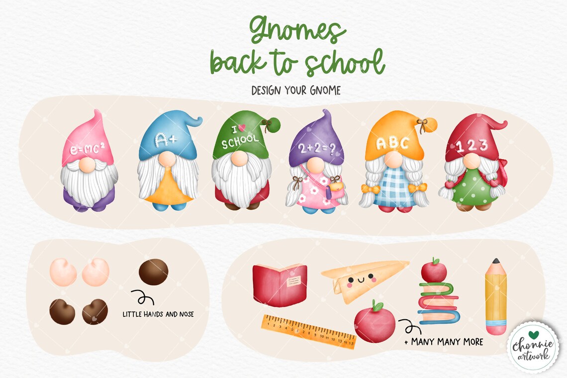 Watercolor Back to School Gnome Clipart Student Gnome PNG - Etsy