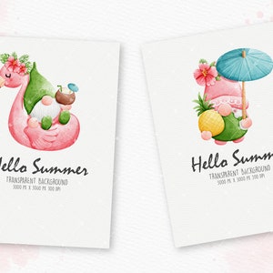 Gnome Flamingo Clipart, Summer Gnome Clipart, Tropical Gnomes Clipart ...