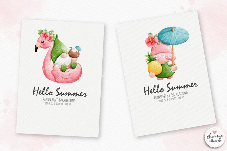 Gnome Flamingo Clipart Summer Gnome Clipart Tropical Gnomes - Etsy