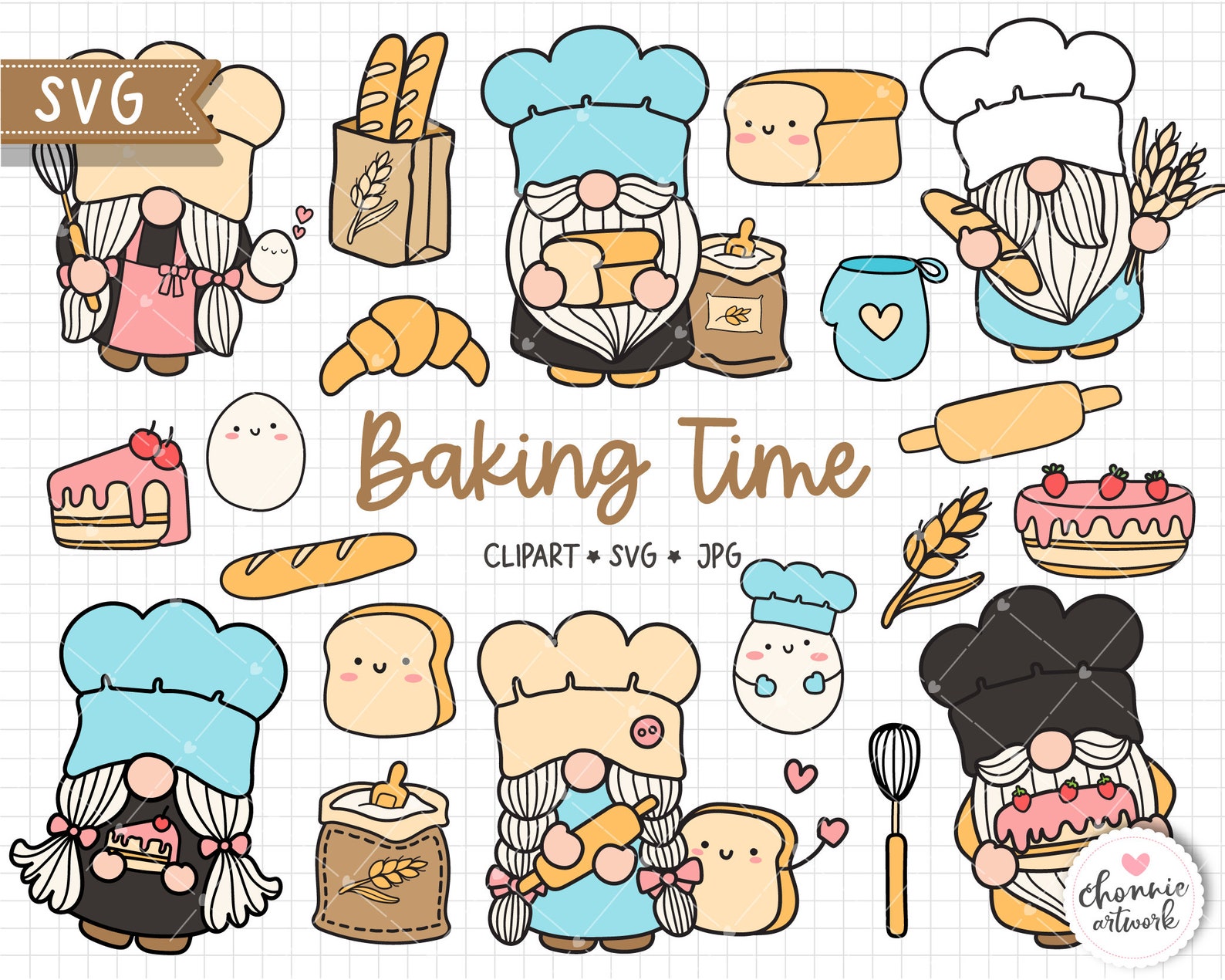Baker Gnome SVG Chef Gnomes SVG Baker Gnome Clipart Cooking - Etsy