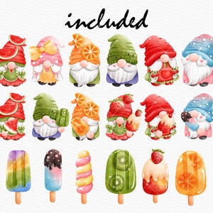 Ice Cream Gnome Clipart Popsicle Gnome Clipart Summer Gnome - Etsy