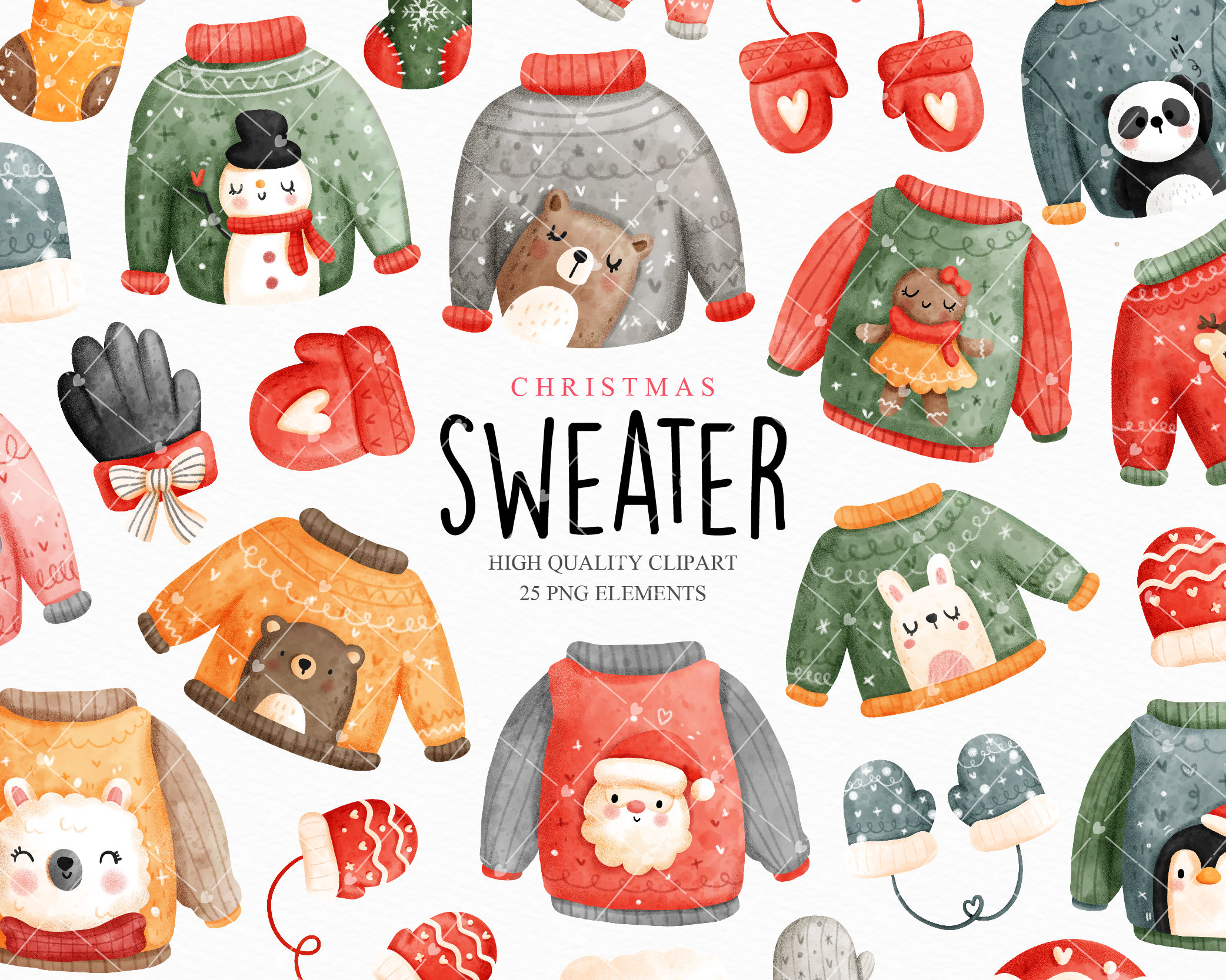 Tacky Christmas Sweaters Clipart People