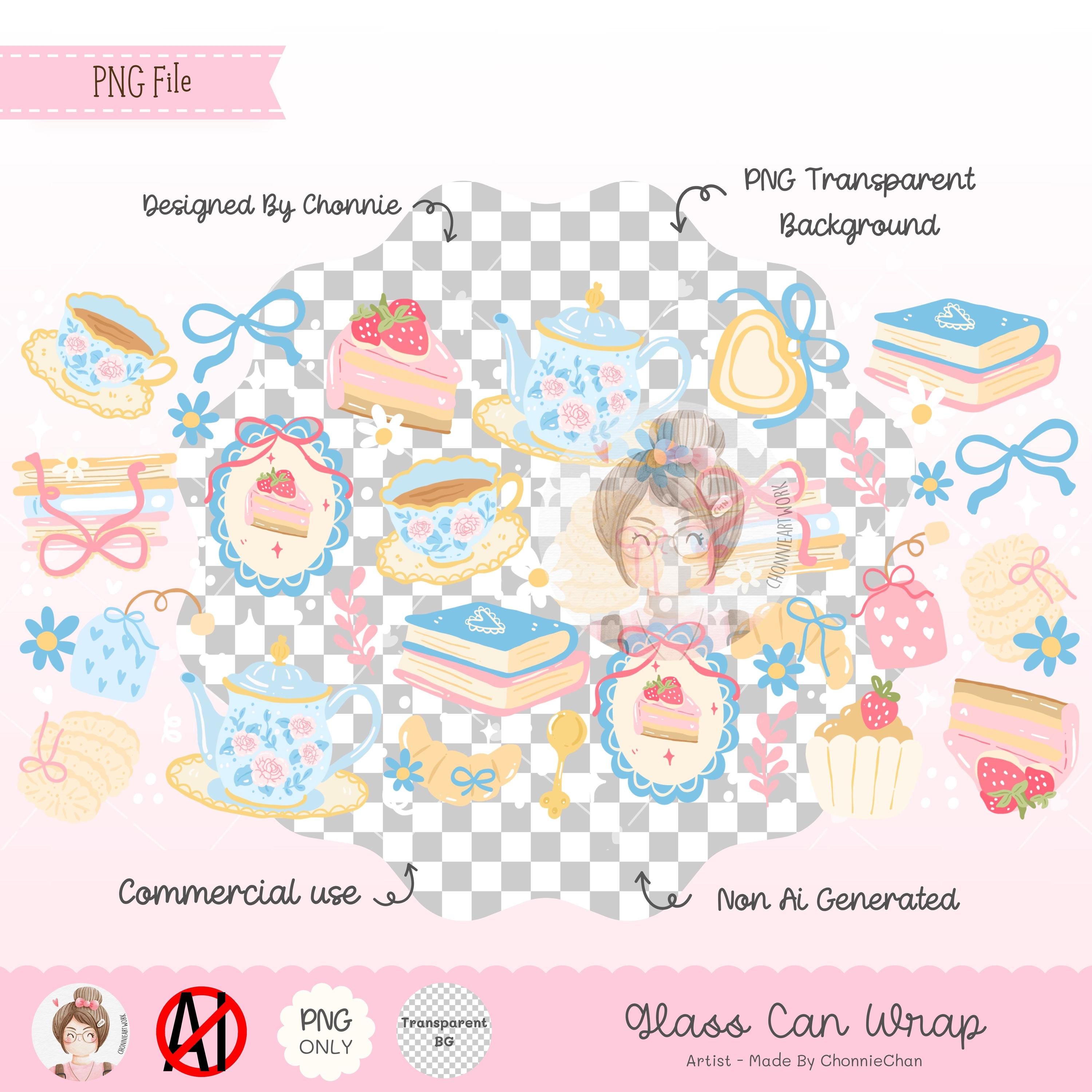 Cottagecore Tea Party Glass Can Wrap, Afternoon Tea Floral Cup Wrap ...
