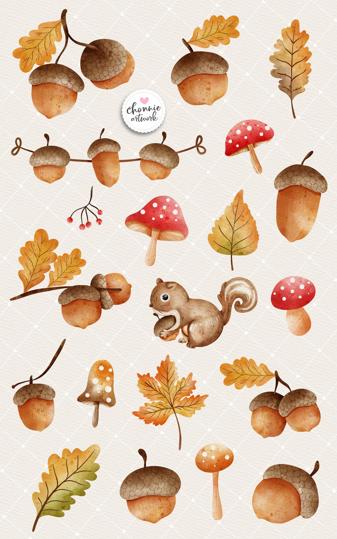 Acorn Clipart Autumn Leaves Clipart Fall Leaves Clipart - Etsy