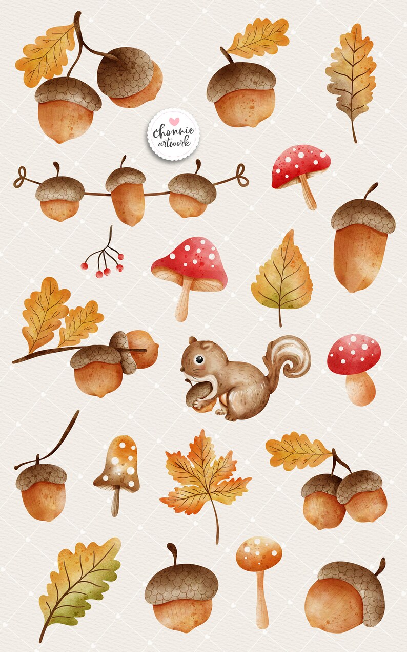 Acorn Clipart Autumn Leaves Clipart Fall Leaves Clipart - Etsy