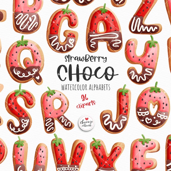 Strawberry Alphabet Clipart - Etsy