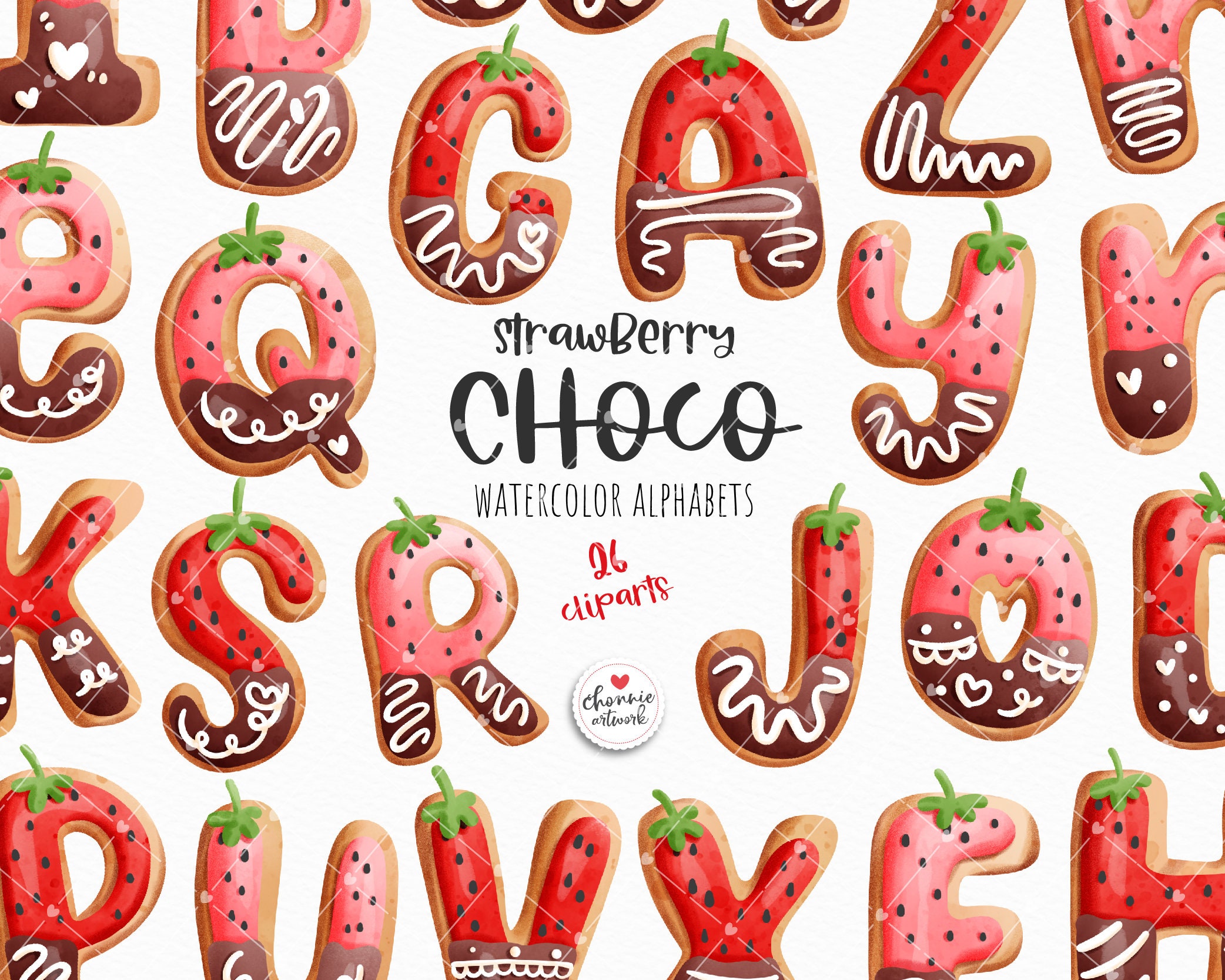 Strawberry Chocolate Alphabet Strawberry Alphabet Valentines - Etsy