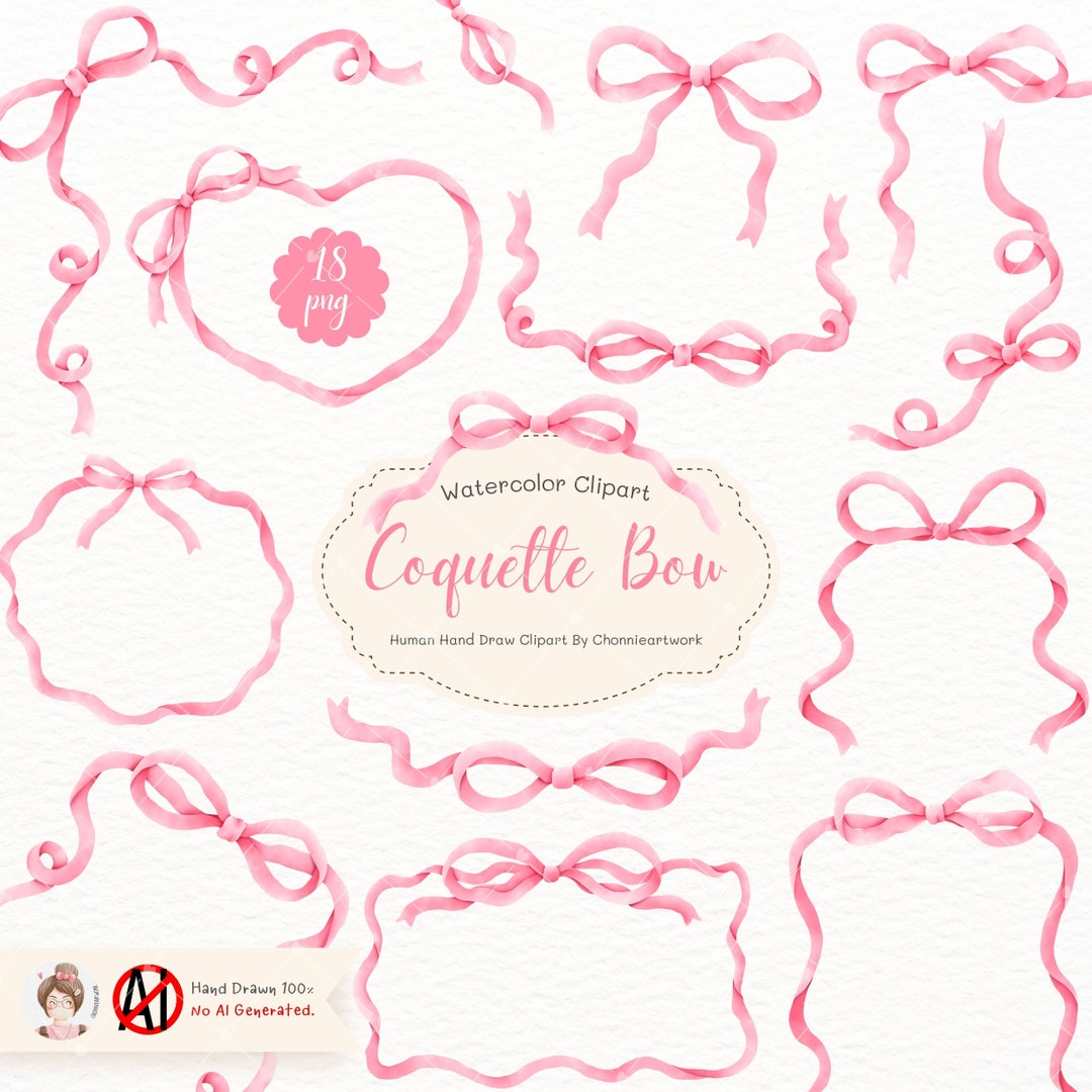Pink Coquette Ribbon Frame Clipart Gift Bow Clipart Fashion Clipart ...