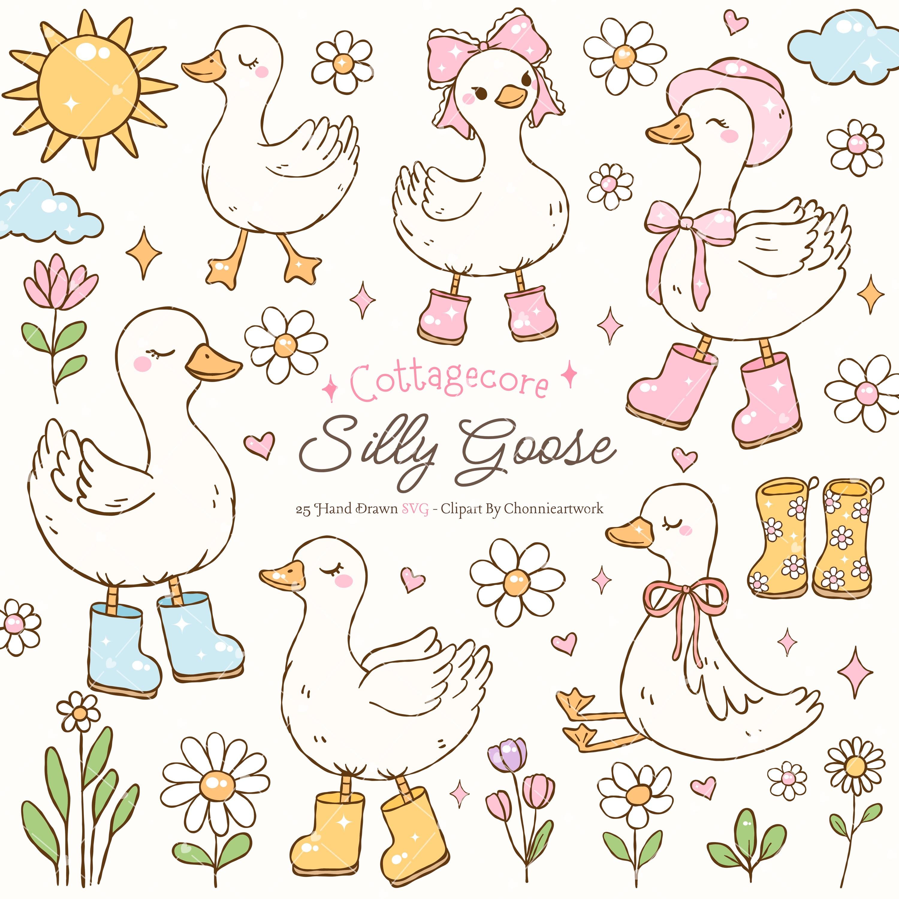 Silly Goose Clipart Set SVG PNG Groovy Goose Spring Garden Flower ...