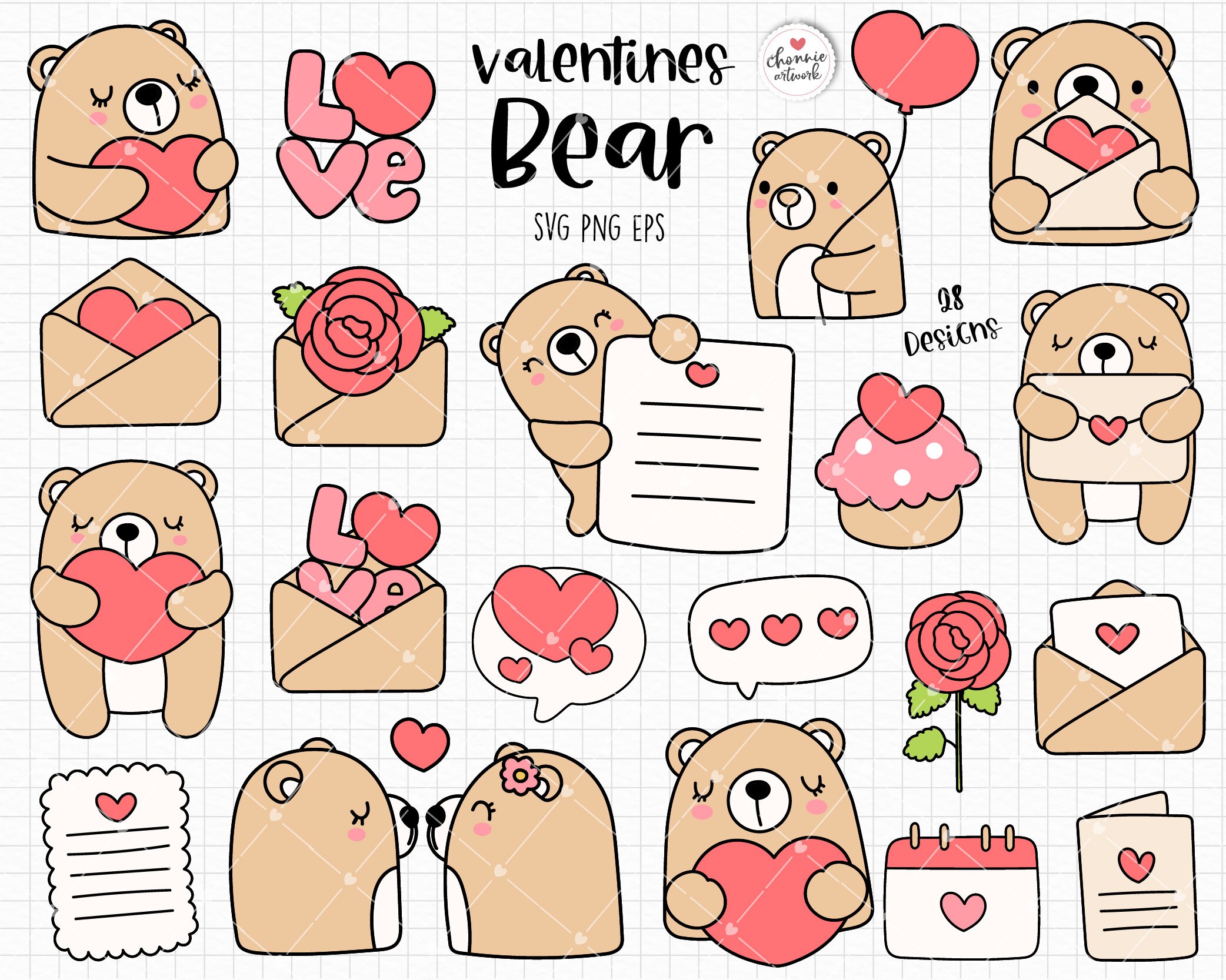 Digital Teddy Bear Couple With Holding Flower Svg Valentines Day Svg ...