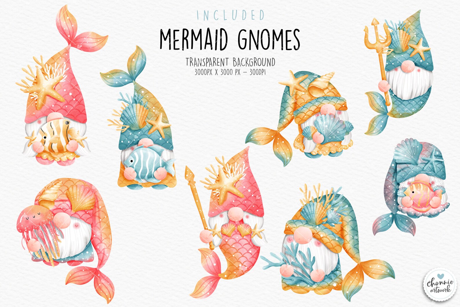 Gnome Mermaid Clipart Mermaid Clipart Gnome Clipart Mermaid - Etsy