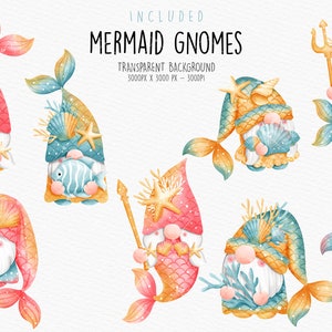 Gnome Mermaid Clipart, Mermaid Clipart, Gnome Clipart, Mermaid Gnome ...