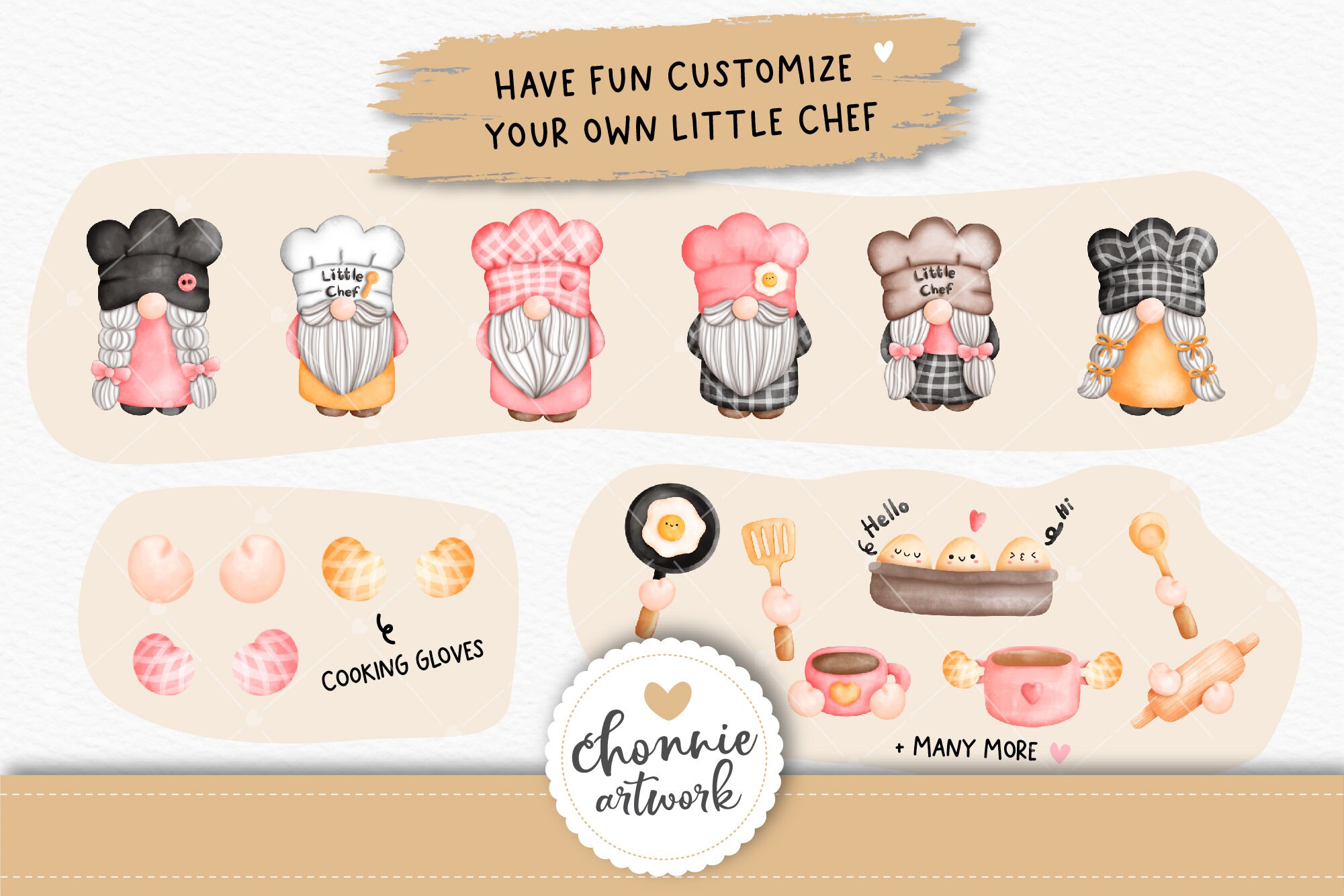 Watercolor Little Gnome Chef Clipart Gnomes Chef PNG Gnomes | Etsy