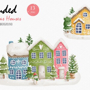 Christmas Houses Clipart, Christmas Village Clipart, Snow Village ...
