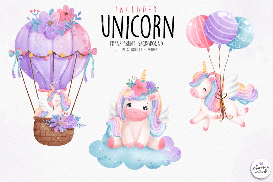 Cute Unicorn Clipart Unicorn Clipart Birthday Unicorn - Etsy