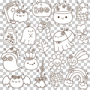 Groovy Halloween Digital Stamp Doodle Coloring Retro Fall Coloring ...