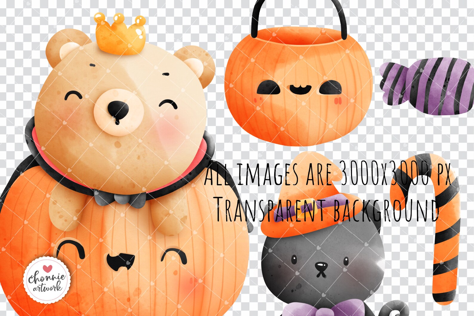 Watercolor Halloween Animals Clipart Halloween Download - Etsy
