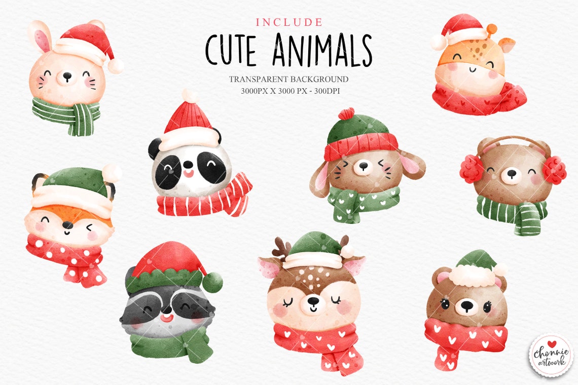 Christmas Animal Clipart Christmas Woodland Clipart - Etsy