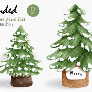 Christmas Tree Watercolor Clipart, Pine Tree Clipart, Christmas Tree ...