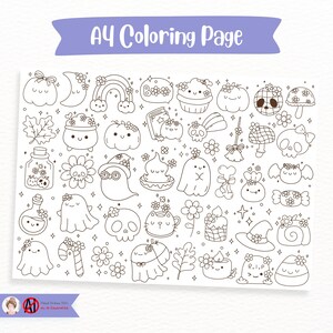 Groovy Halloween Digital Stamp Doodle Coloring Retro Fall Coloring ...