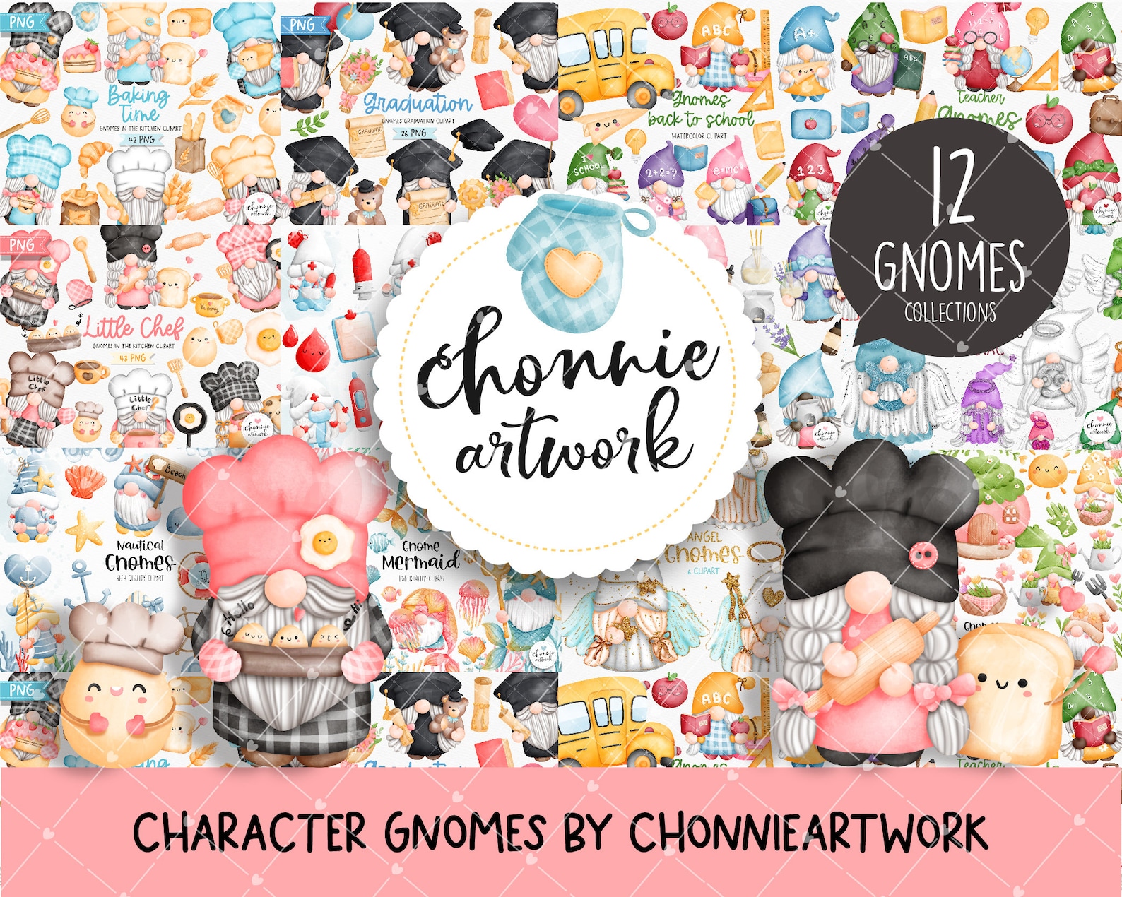 Character Gnome Clipart Bundle Gnome Chef Gnome Nurse Gnome - Etsy