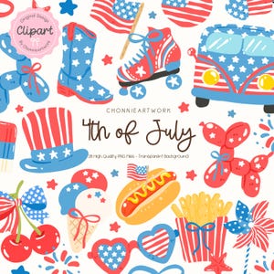 4th of July Clipart Set, Patriotic Holiday PNG, Independence Day ...