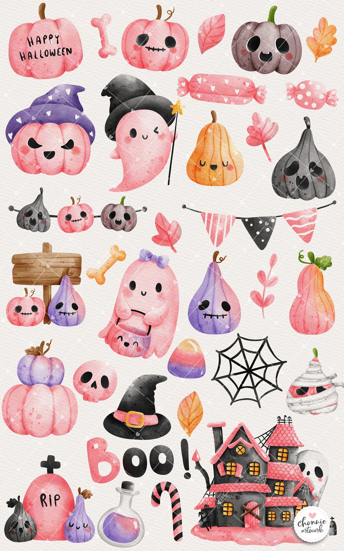 Pink Halloween Clipart Halloween Clipart Pink Ghost Clipart - Etsy