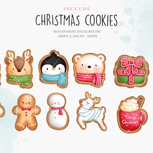 Watercolor Christmas Cookies Clipart. Christmas Gingerbread Clipart ...