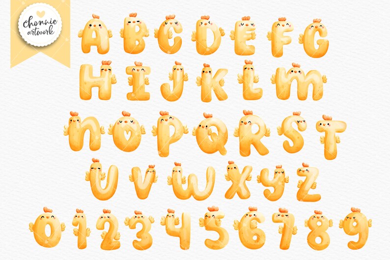 Chicken Alphabet Chicken Font Easter Chicken Alphabet - Etsy