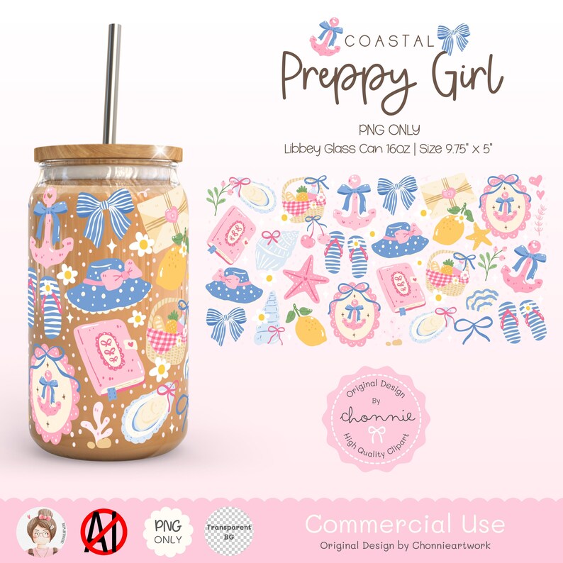 Coquette Nautical Cup Wrap, Nautical Coquette, Girly Summer Cup Wrap ...