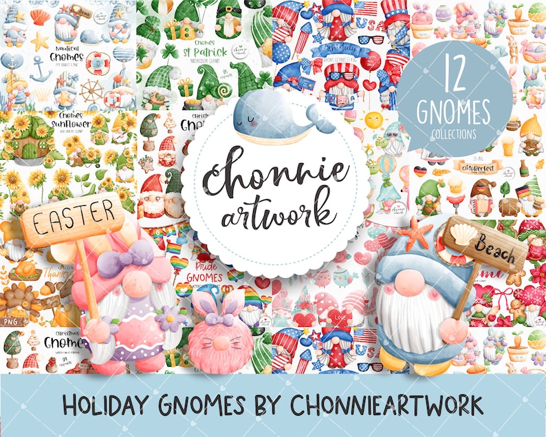 Gnome Clipart Bundle Holiday Gnome Clipart Gnome Clipart - Etsy