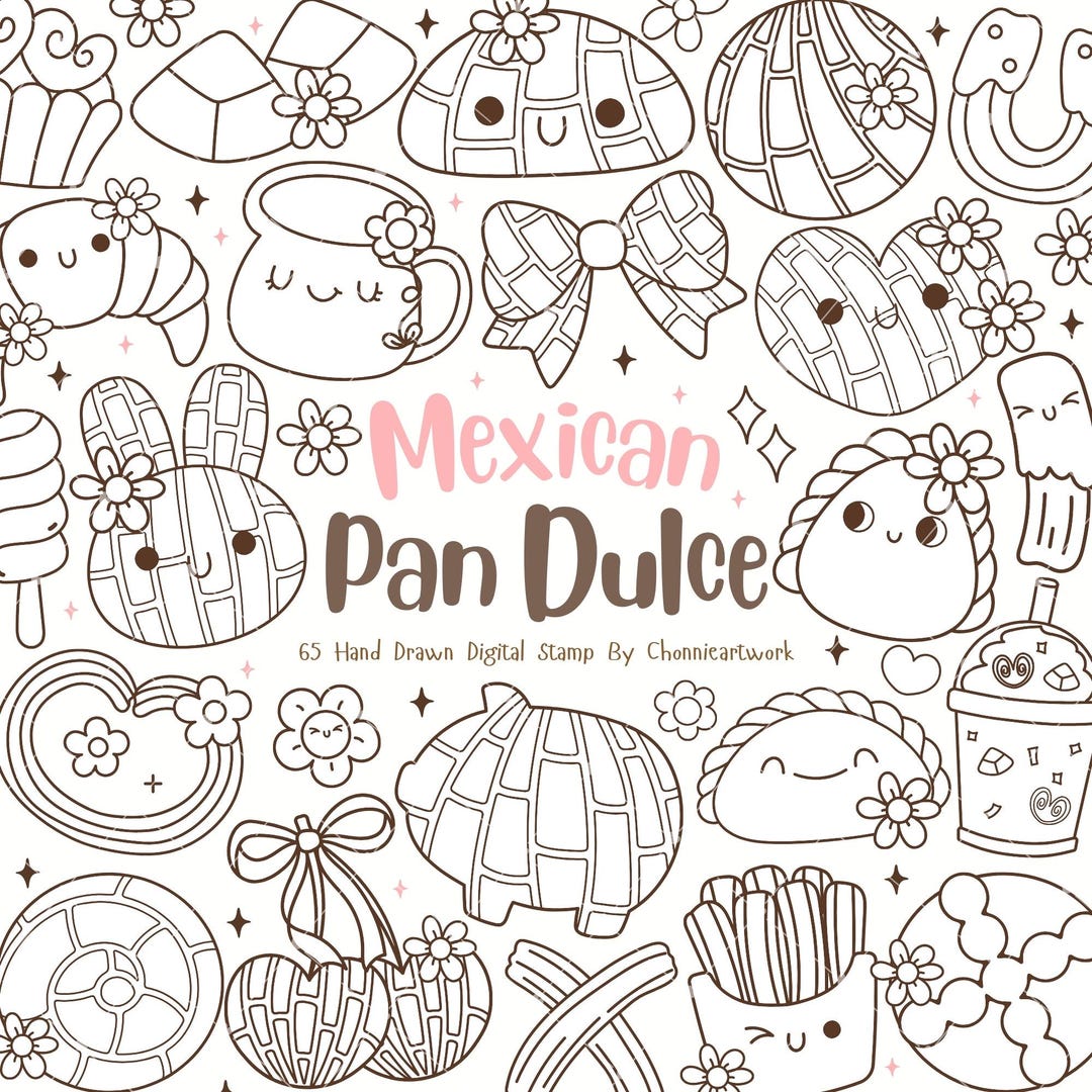 Pan Dulce Clipart Mexican Sweet Bread PNG SVG Concha Outline Digital ...