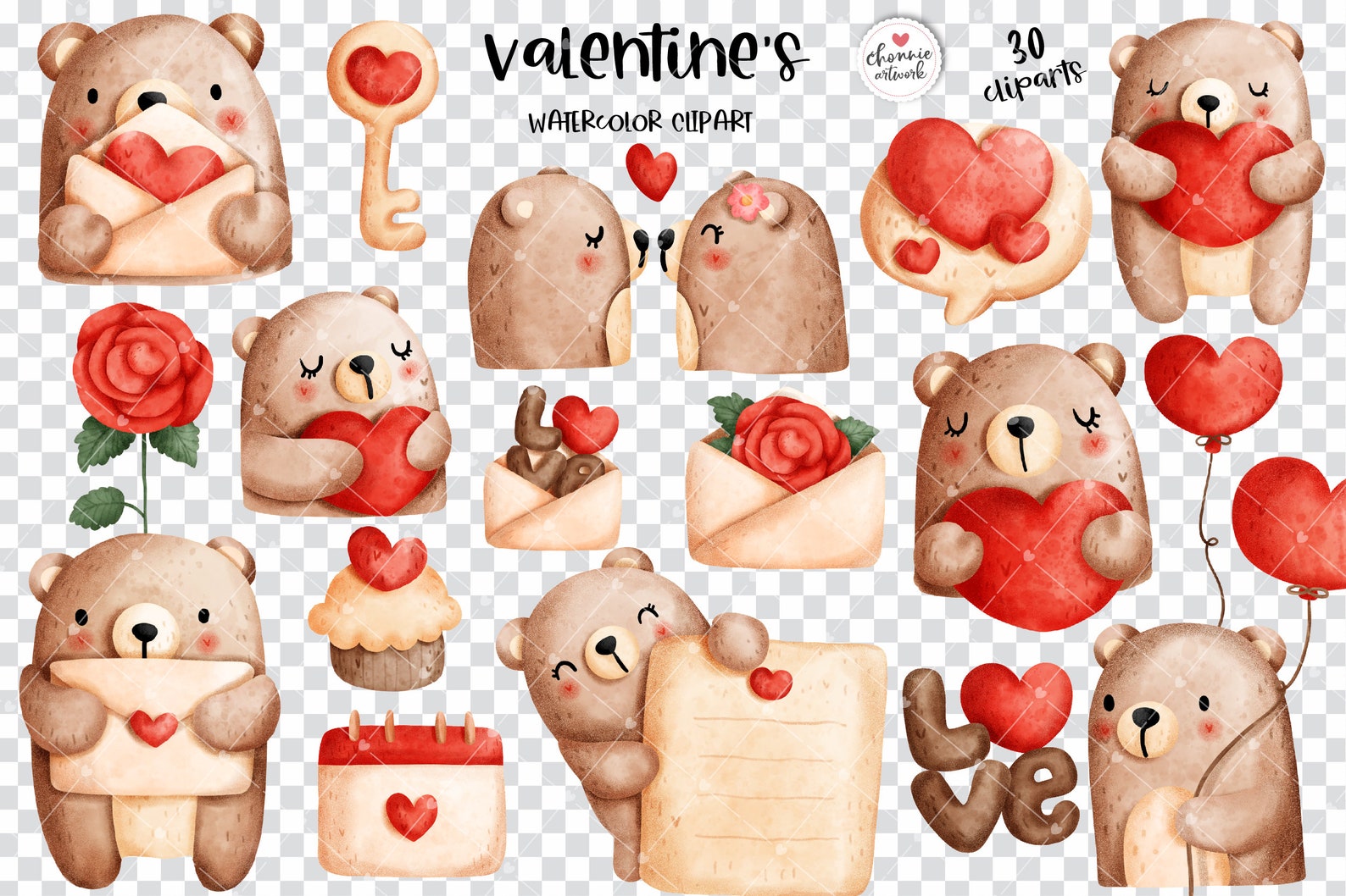 Valentine's Day Teddy Bear Teddy Bear Clipart Love | Etsy