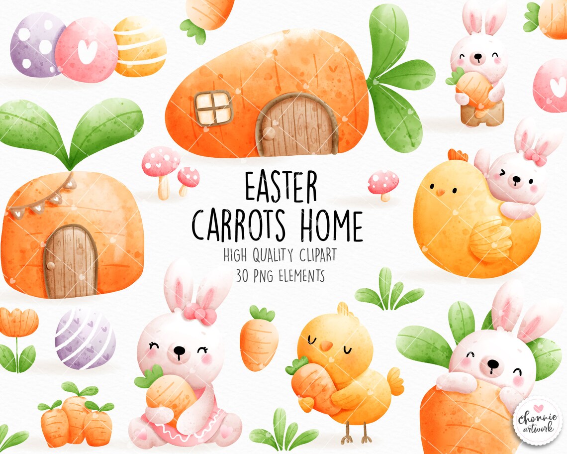 Easter Bunny House Clipart Easter Rabbit Clipart Rabbit - Etsy