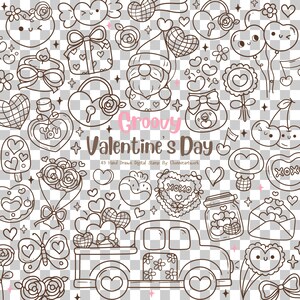 Groovy Valentine's Day Digital Stamp, Groovy Valentine's Day Clipart ...