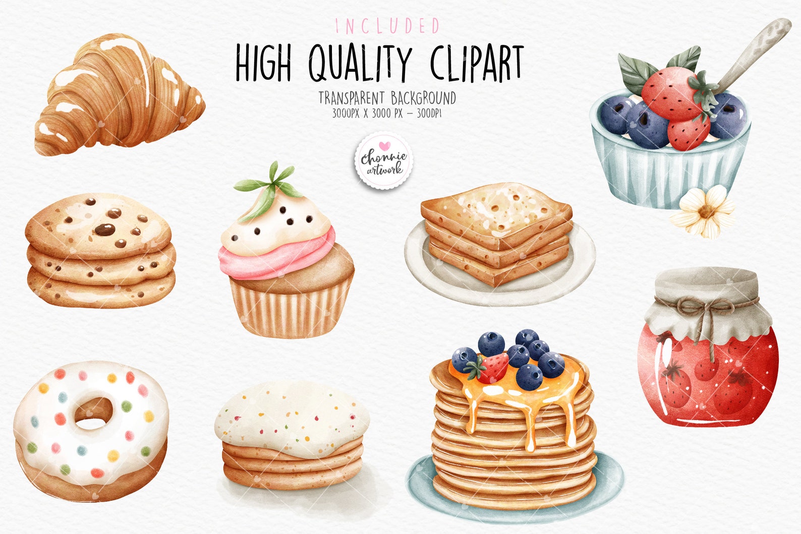 Watercolor Breakfast Clipart Breakfast Clipart Brunch - Etsy