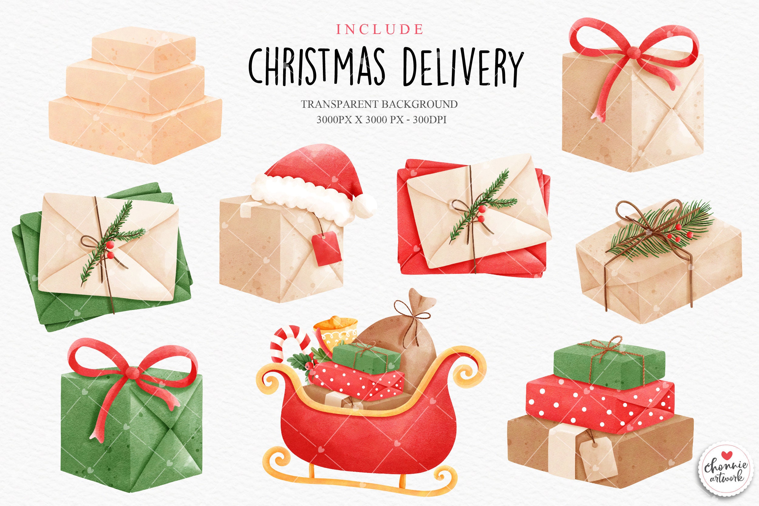 Christmas Mail Clipart Christmas Delivery Clipart Christmas - Etsy