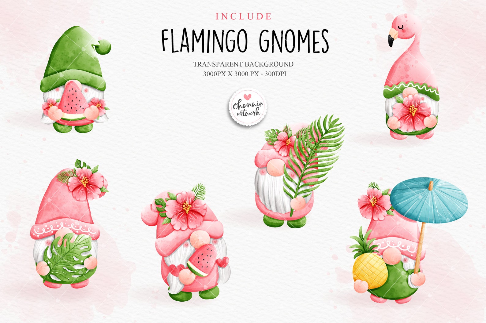 Gnome Flamingo Clipart Summer Gnome Clipart Tropical Gnomes - Etsy