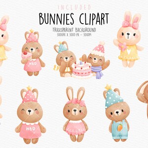 Birthday Bunnies Clipart, Birthday Clipart, Birthday Rabbit Clipart ...