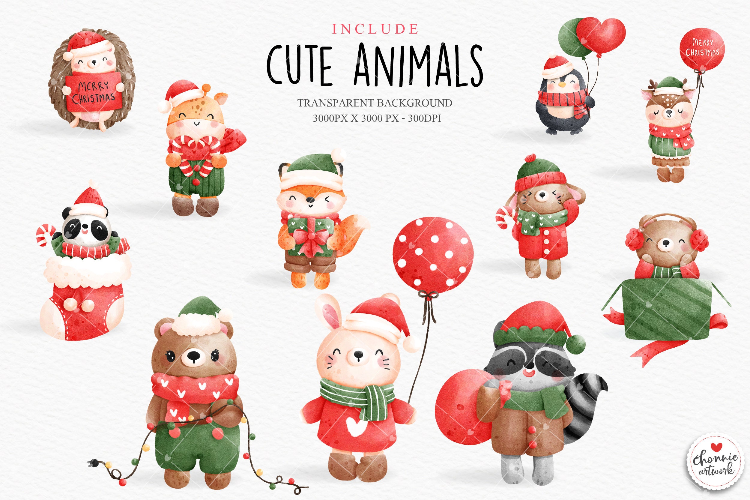 Christmas Animal Clipart Christmas Woodland Clipart - Etsy