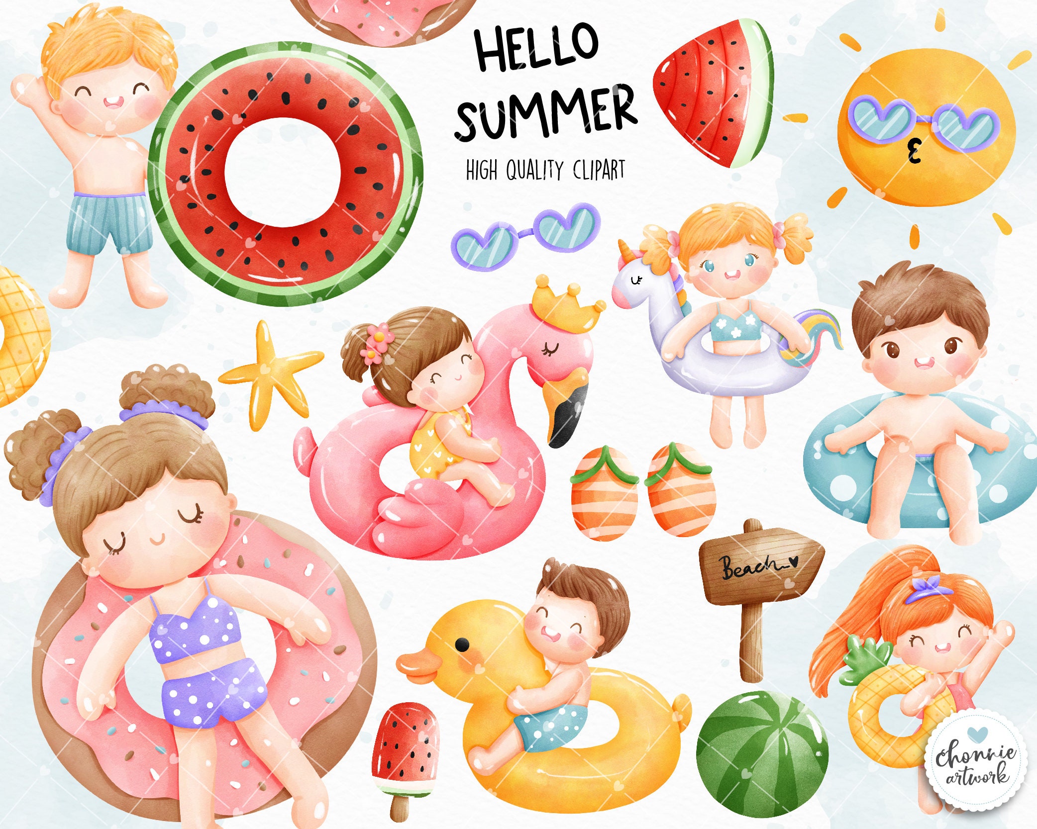 Summer Clipart Beach Clipart Inflatable Clipart Swimming - Etsy UK