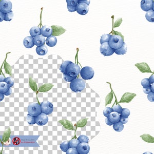 Blueberry Seamless Patterns, Blueberry Pattern, Blueberry Bow Digital ...
